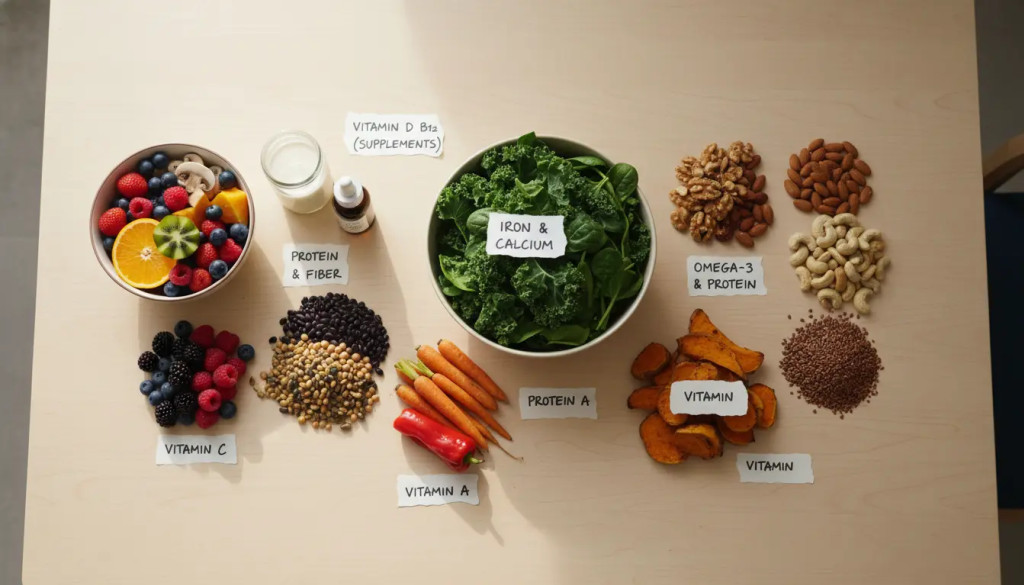 I 10 nutrienti essenziali per i vegani: tabella completa e fonti vegetali